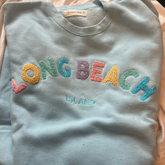 Ocean Drive | Tops | Light Blue Embroidered Lbi Crewneck With Colorful ...